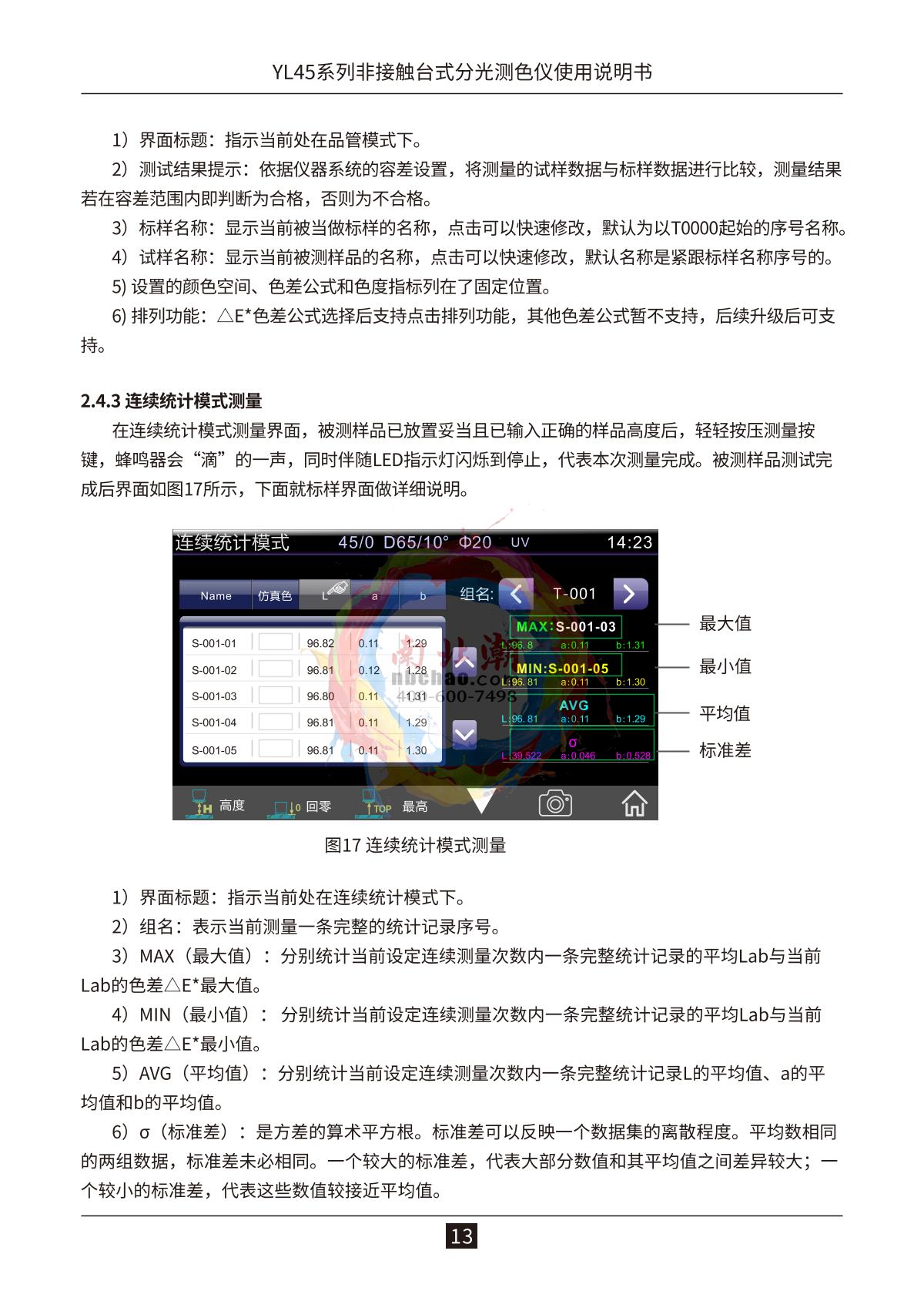 3NH YL4560 Non-contact Colorimeter - Manual,OI | NBchao.Com
