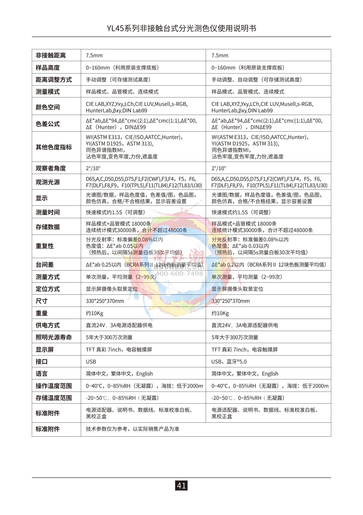 3NH YL4560 Non-contact Colorimeter - Manual,OI | NBchao.Com