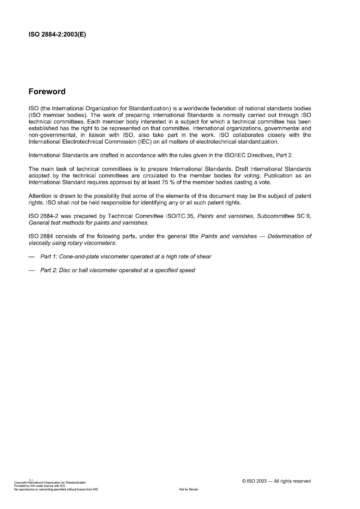 ISO 2884-2-2003 《色漆和清漆 用旋转黏度计测定黏度 第 2 部分 ：在规定速率下以转盘或转球粘度计测定》 - 检测标准【南北潮商城】