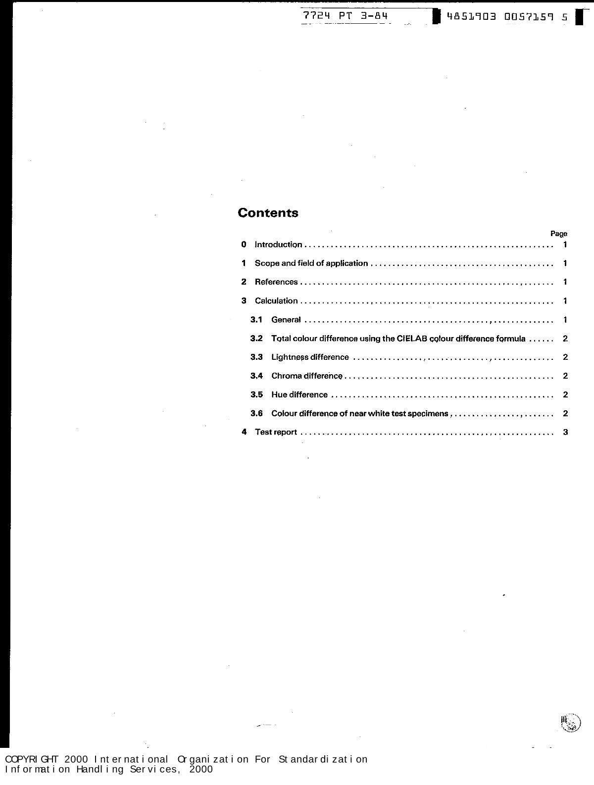 ISO 7724-3-1984 《漆和清漆 色度学 第3部分 ：色差计算》 - 检测标准【南北潮商城】