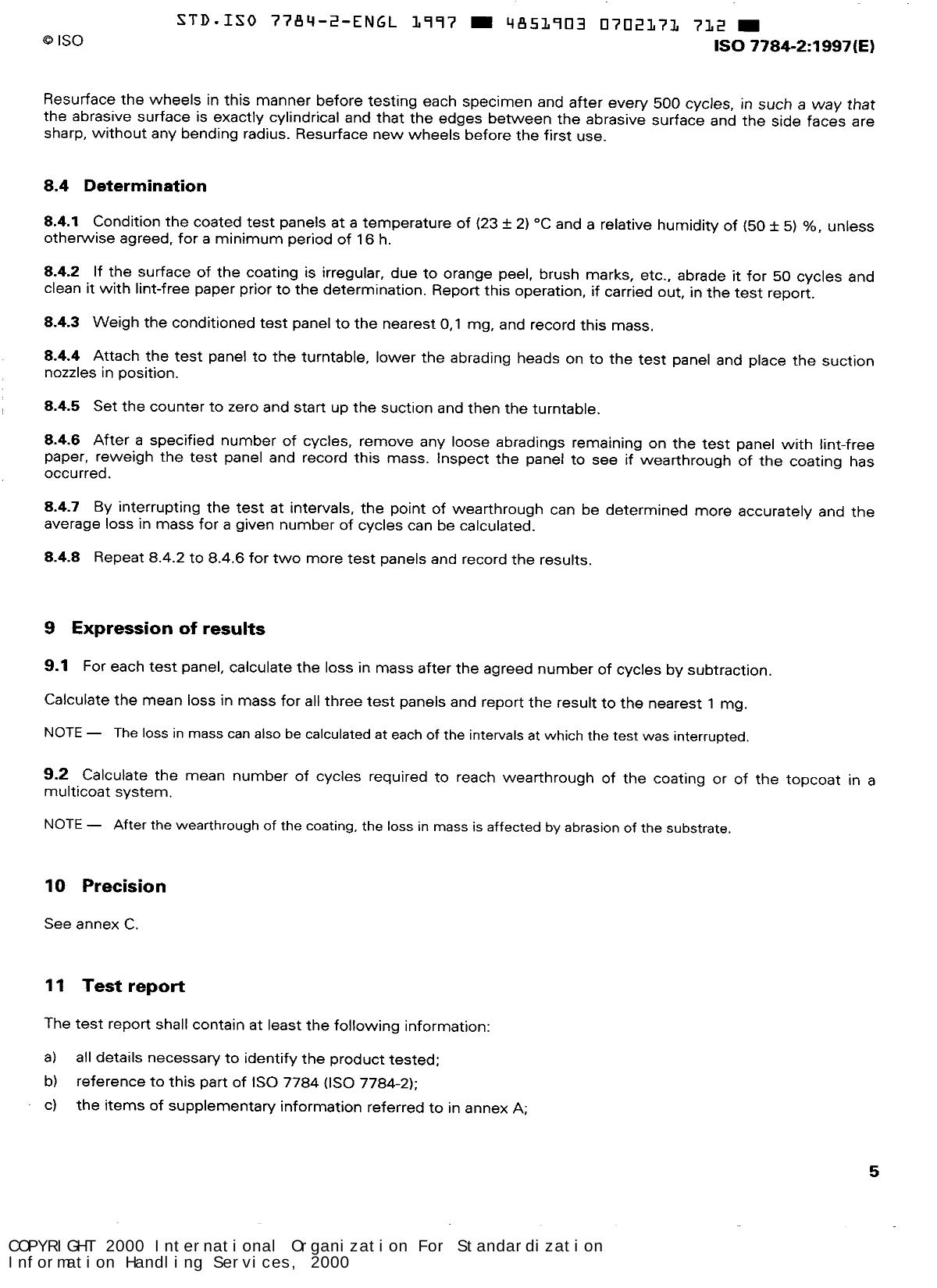ISO 7784-2-1997 《色漆和清漆 耐磨性的测量 第 2 部分 ：旋转橡胶砂轮法》 - 检测标准【南北潮商城】
