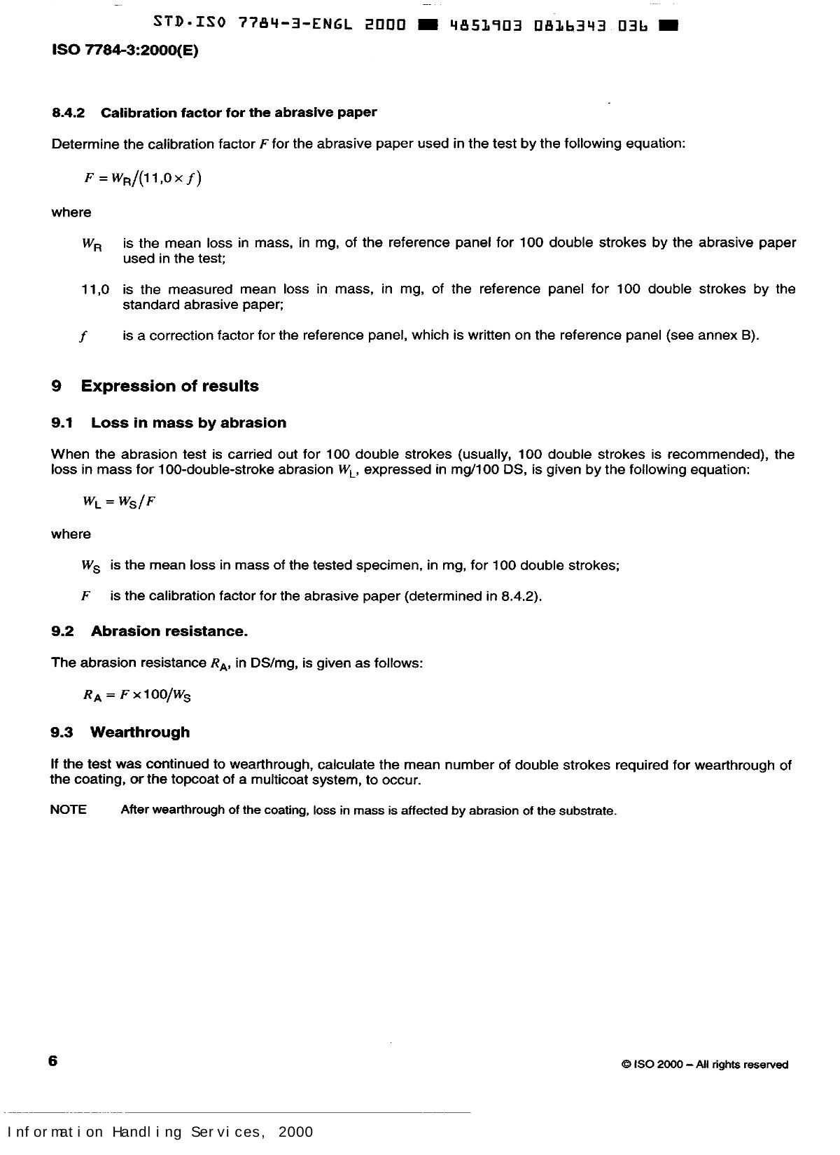 ISO 7784-3-2000 《色漆和清漆 耐磨性的测量 第 3 部分 ：往复运动试板法》 - 检测标准【南北潮商城】