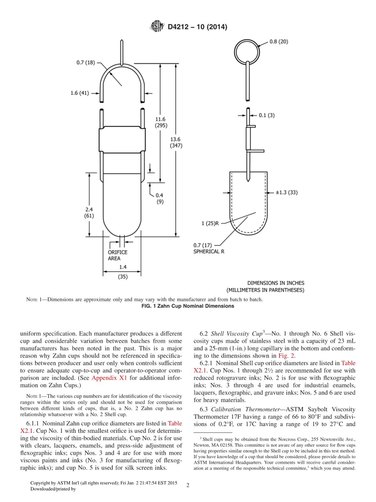 ASTM D4212-2016 《用浸入式黏度杯测定黏度》 - 检测标准【南北潮商城】