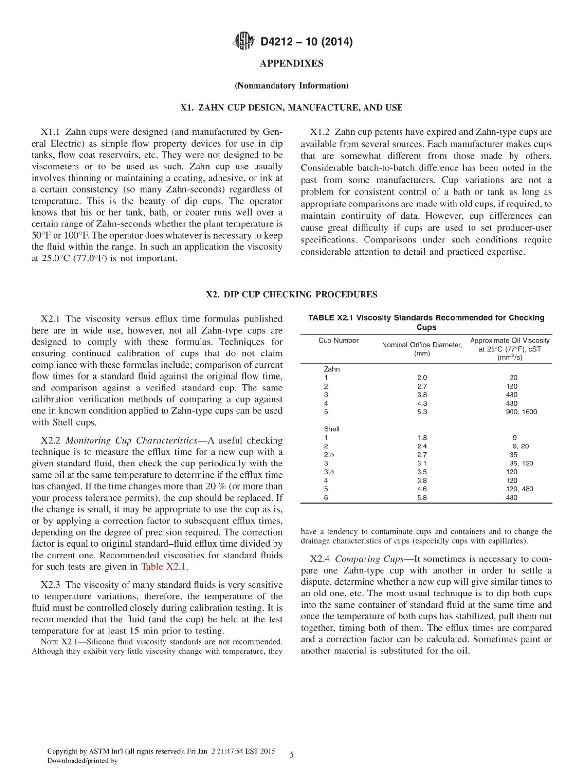 ASTM D4212-2016 《用浸入式黏度杯测定黏度》 - 检测标准【南北潮商城】