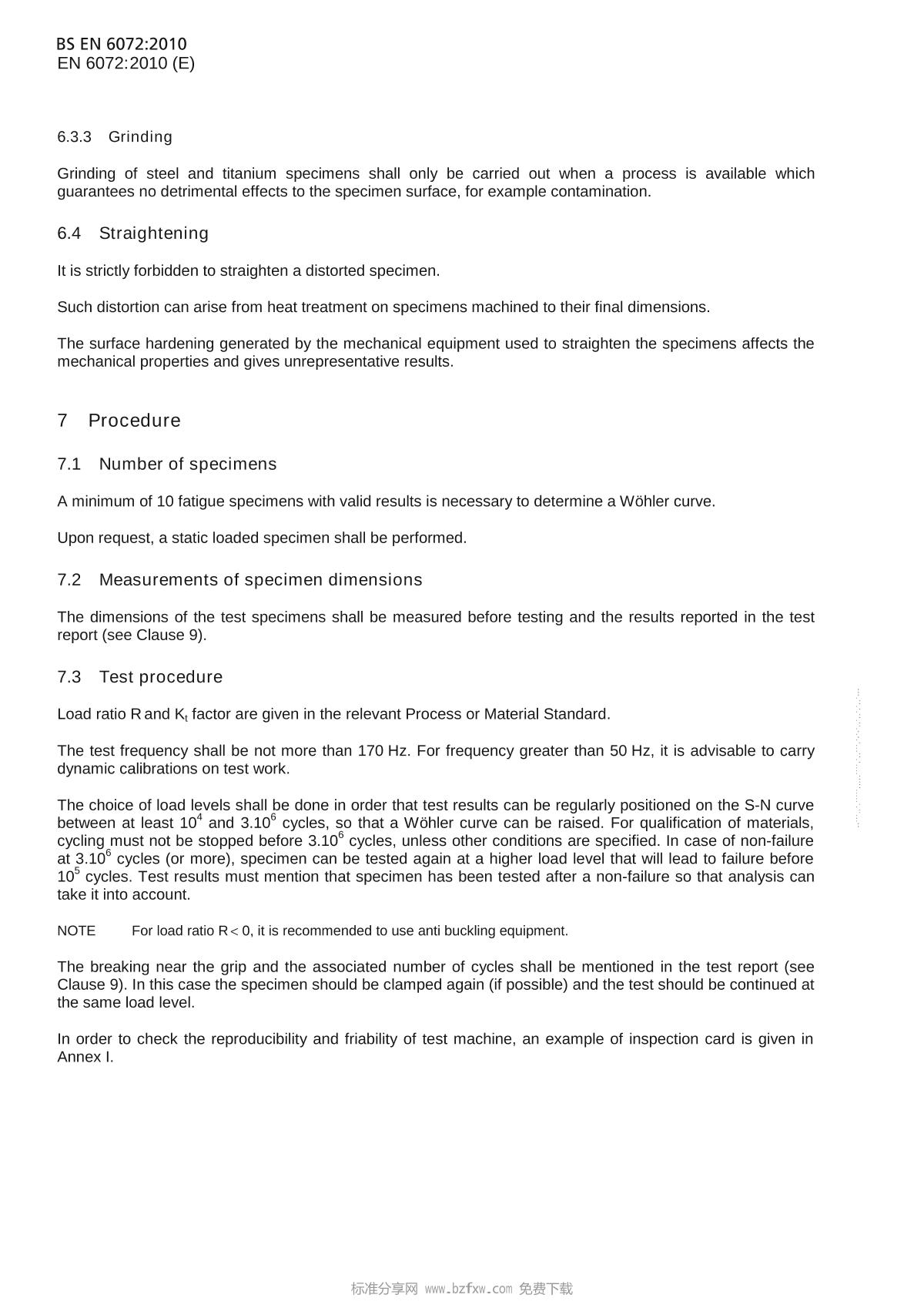 BS EN 6072-2010 《航空航天系列.金属材料.试验方法.横幅疲劳试验》 - 检测标准【南北潮商城】