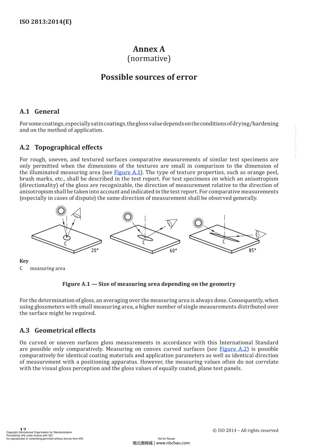ISO 2813-2014 《色漆和清漆-在20°、60°和85°非金属色漆漆膜镜面光泽的测定》 - 检测标准【南北潮商城】