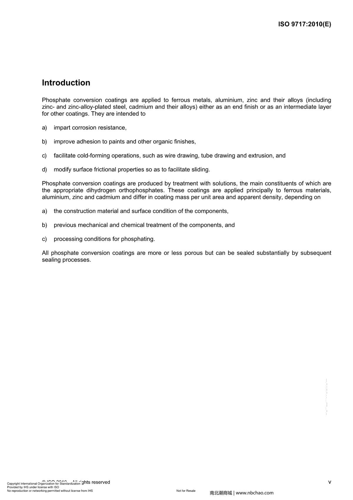 ISO 9717-2010 《金属的磷酸盐转化膜-确定要求的方法 》 - 检测标准【南北潮商城】