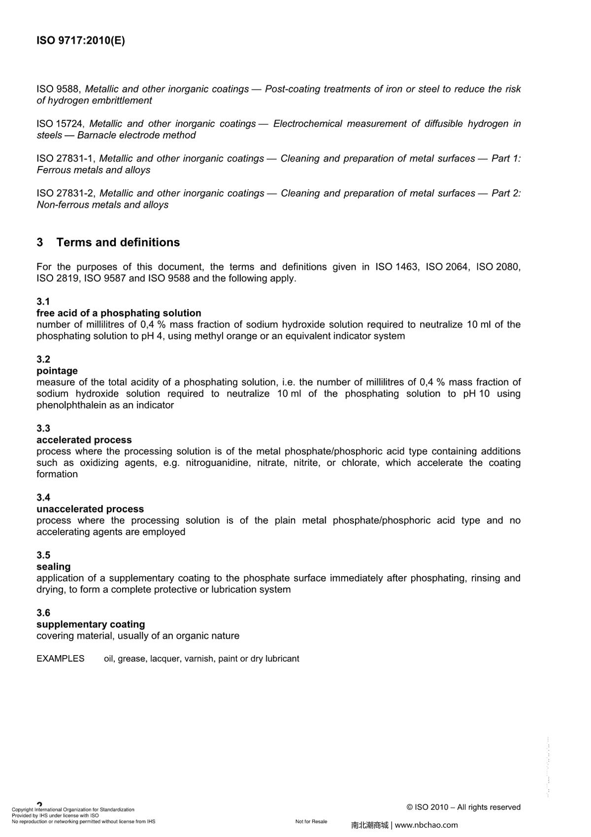 ISO 9717-2010 《金属的磷酸盐转化膜-确定要求的方法 》 - 检测标准【南北潮商城】