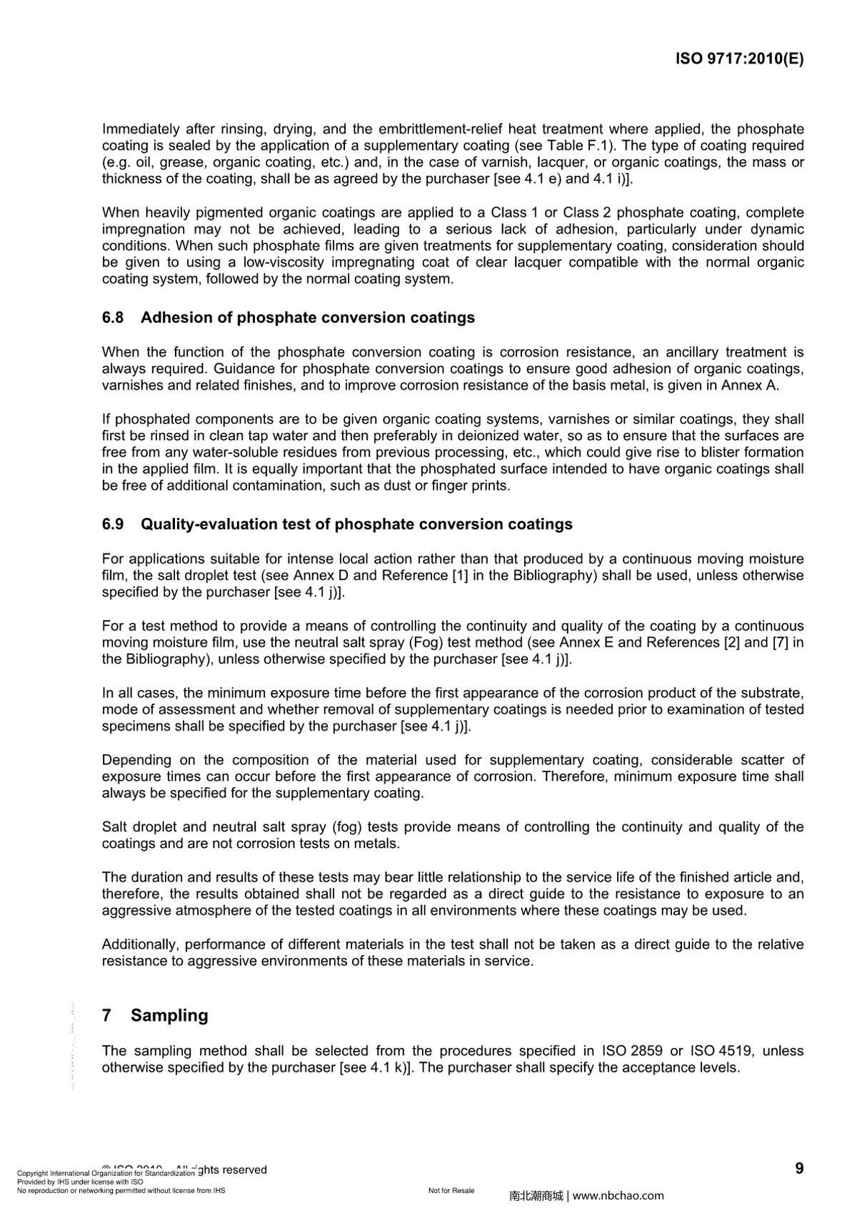 ISO 9717-2010 《金属的磷酸盐转化膜-确定要求的方法 》 - 检测标准【南北潮商城】