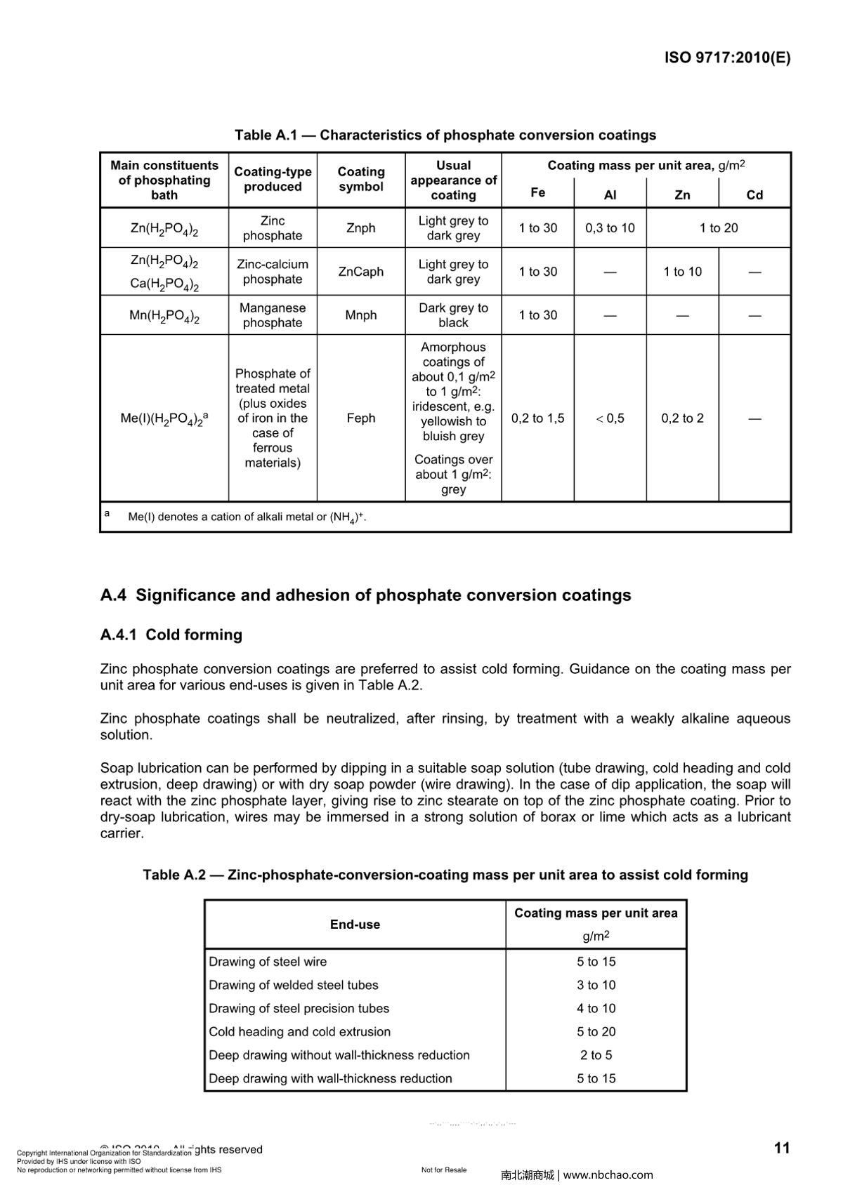 ISO 9717-2010 《金属的磷酸盐转化膜-确定要求的方法 》 - 检测标准【南北潮商城】