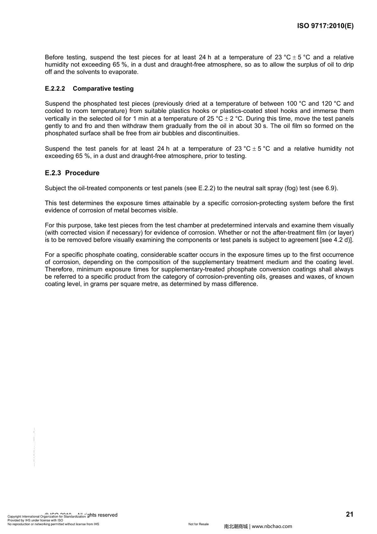 ISO 9717-2010 《金属的磷酸盐转化膜-确定要求的方法 》 - 检测标准【南北潮商城】