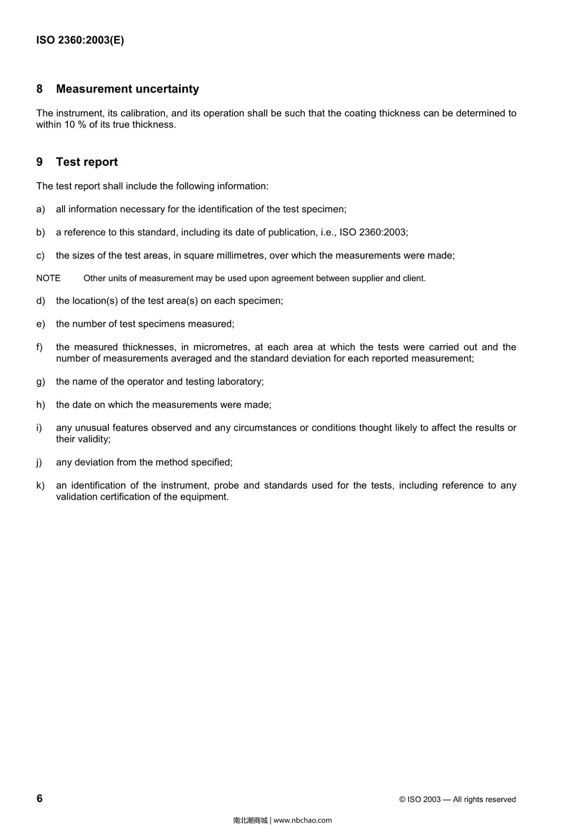 ISO 2360-2003 《非磁性导电基体上非导体覆盖层.镀层厚度的测量.振幅灵敏性涡流法》 - 检测标准【南北潮商城】