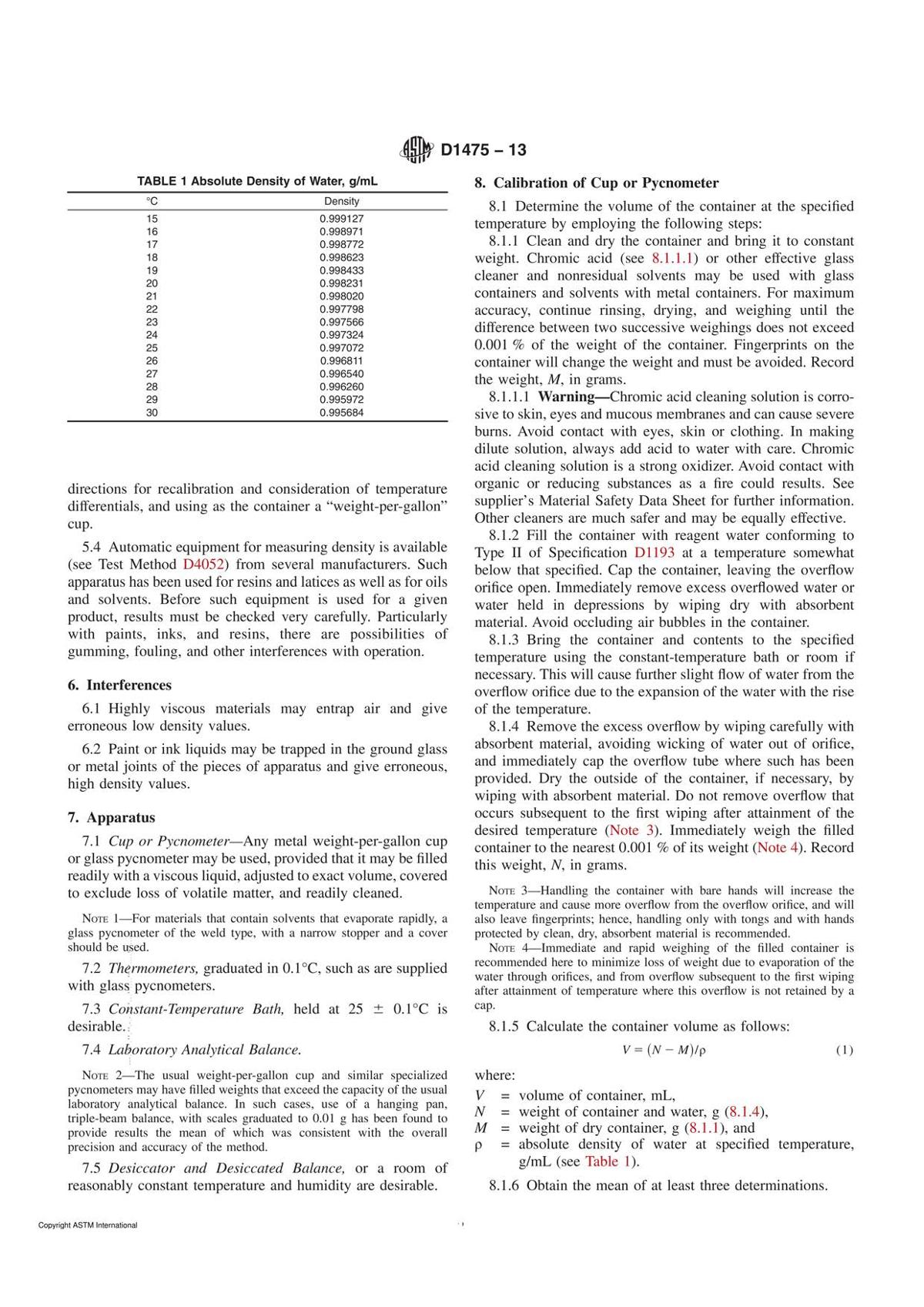 ASTM D1475-2013 《液体涂料，油墨和相关产品的密度的标准测试方法》 - 检测标准【南北潮商城】