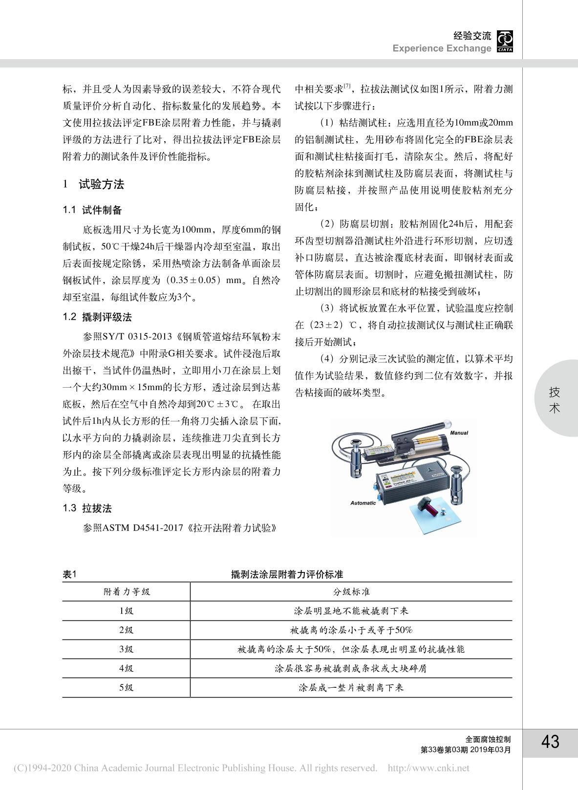 【钢质管道熔结环氧粉末涂层拉拔法附着力评价研究】技术论文 南北潮商城