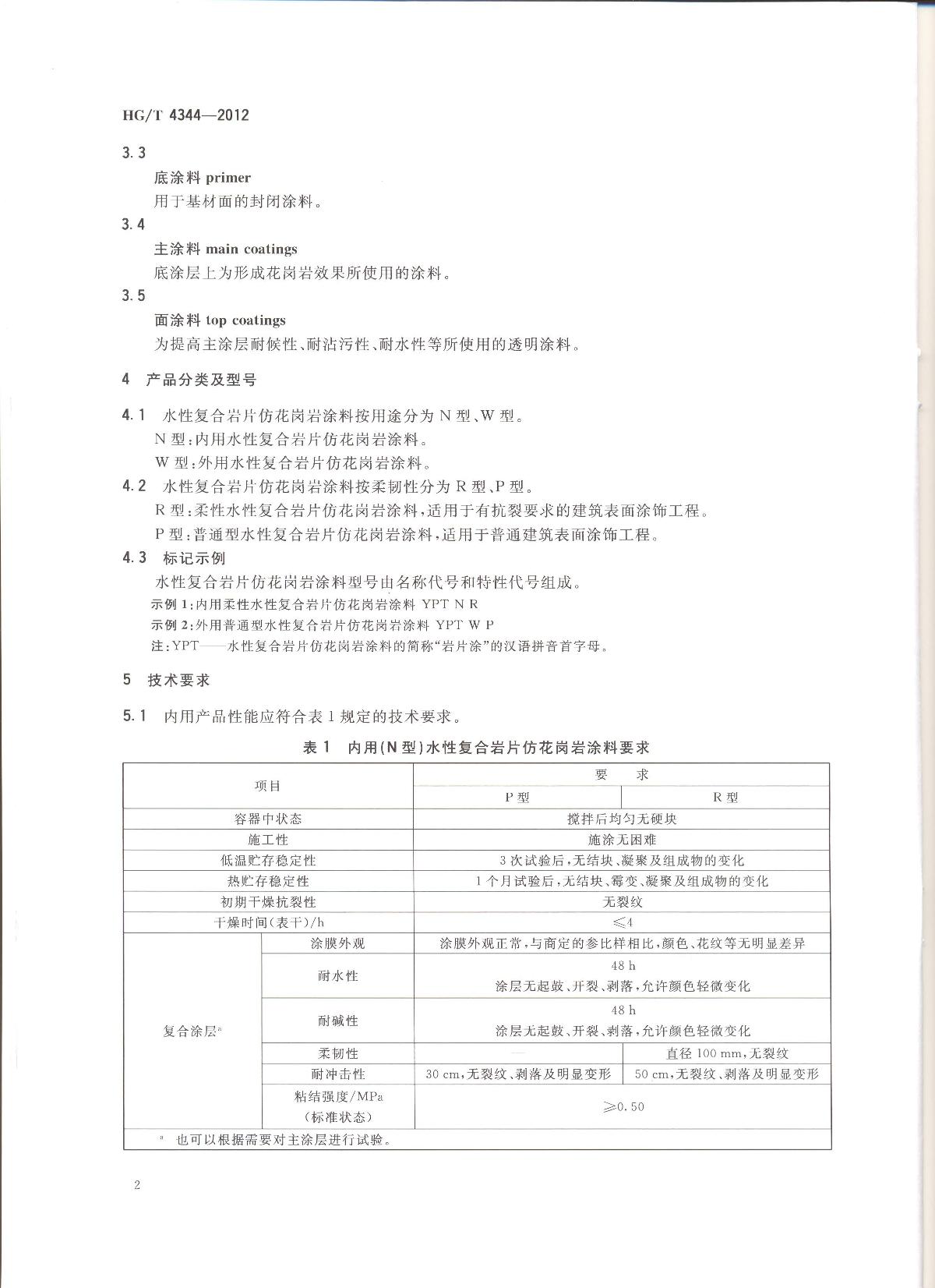 HG/T 4344-2012 《水性复合岩片仿花岗岩涂料》 - 检测标准【南北潮商城】
