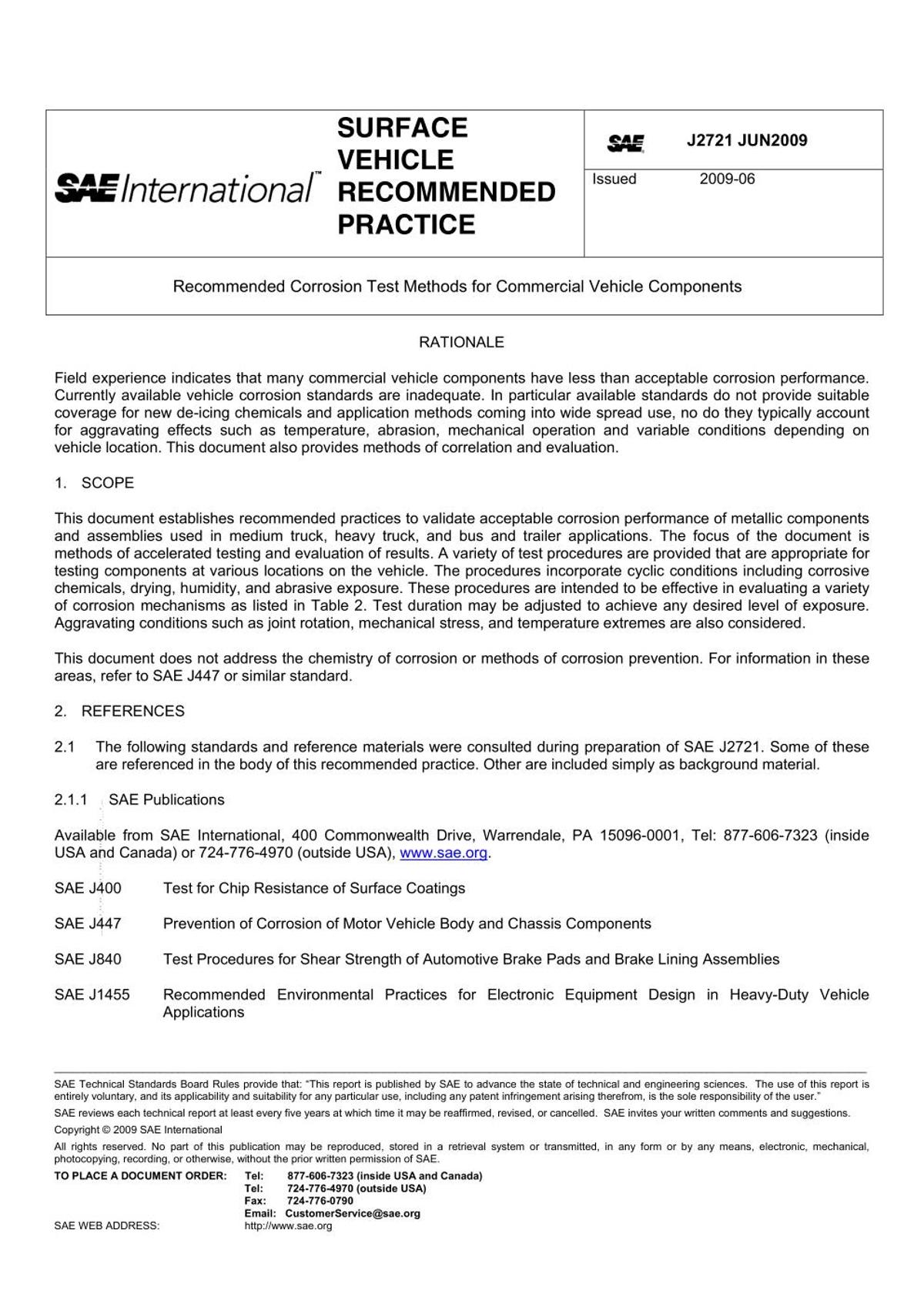 SAE J2721-2009 《盐雾测试》 - 检测标准【南北潮商城】