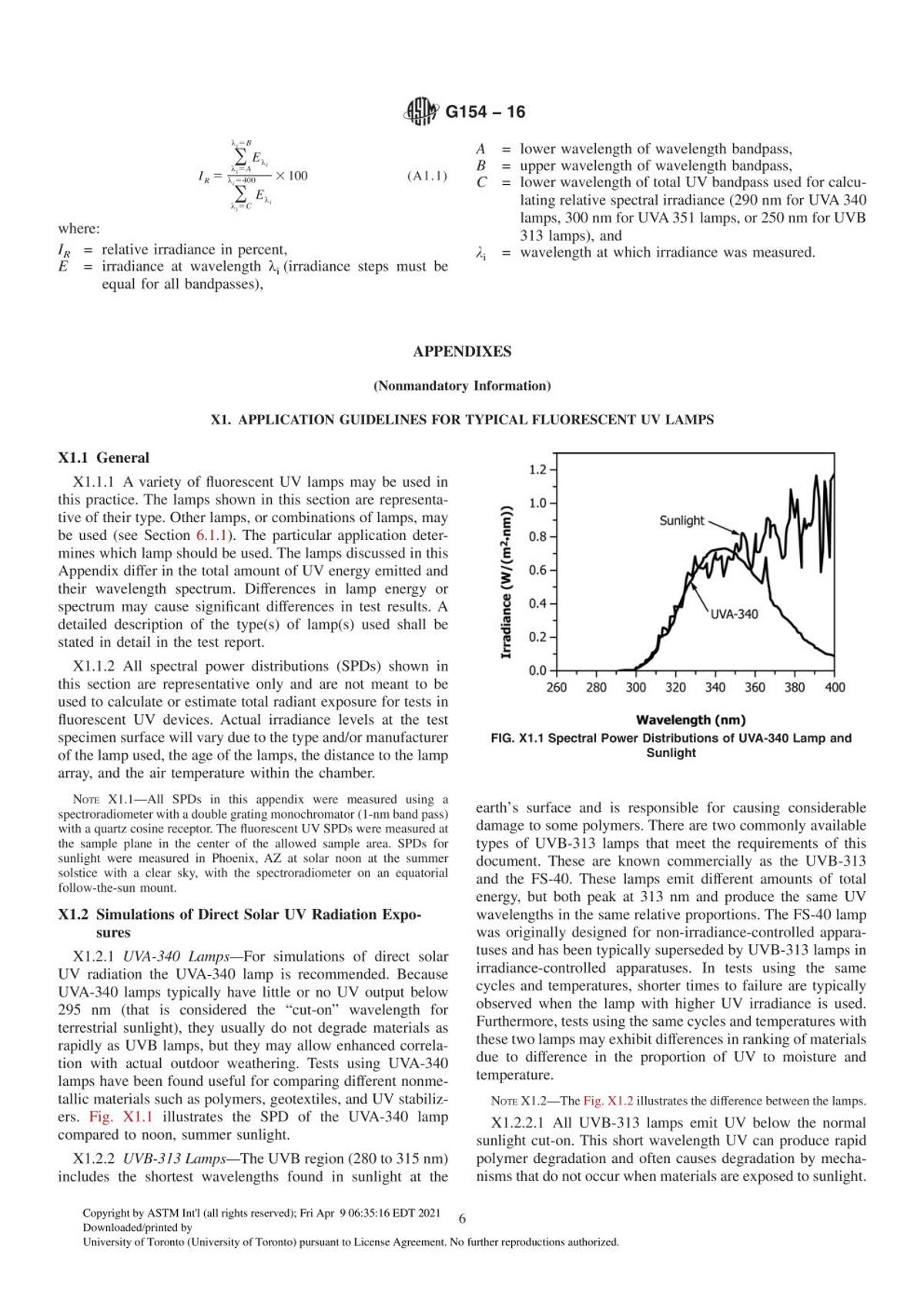 ASTM G154-2016 《非金属材料曝光用荧光紫外线（UV）灯设备的操作标准实施规程》 - 检测标准【南北潮商城】