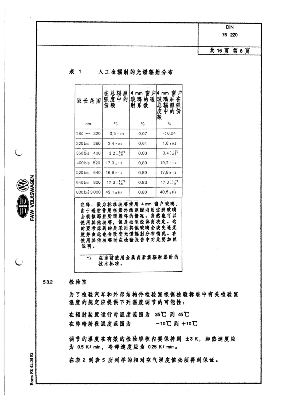 DIN 75220-1992 《太阳模拟装置中汽车部件的老化试验》 - 检测标准【南北潮商城】